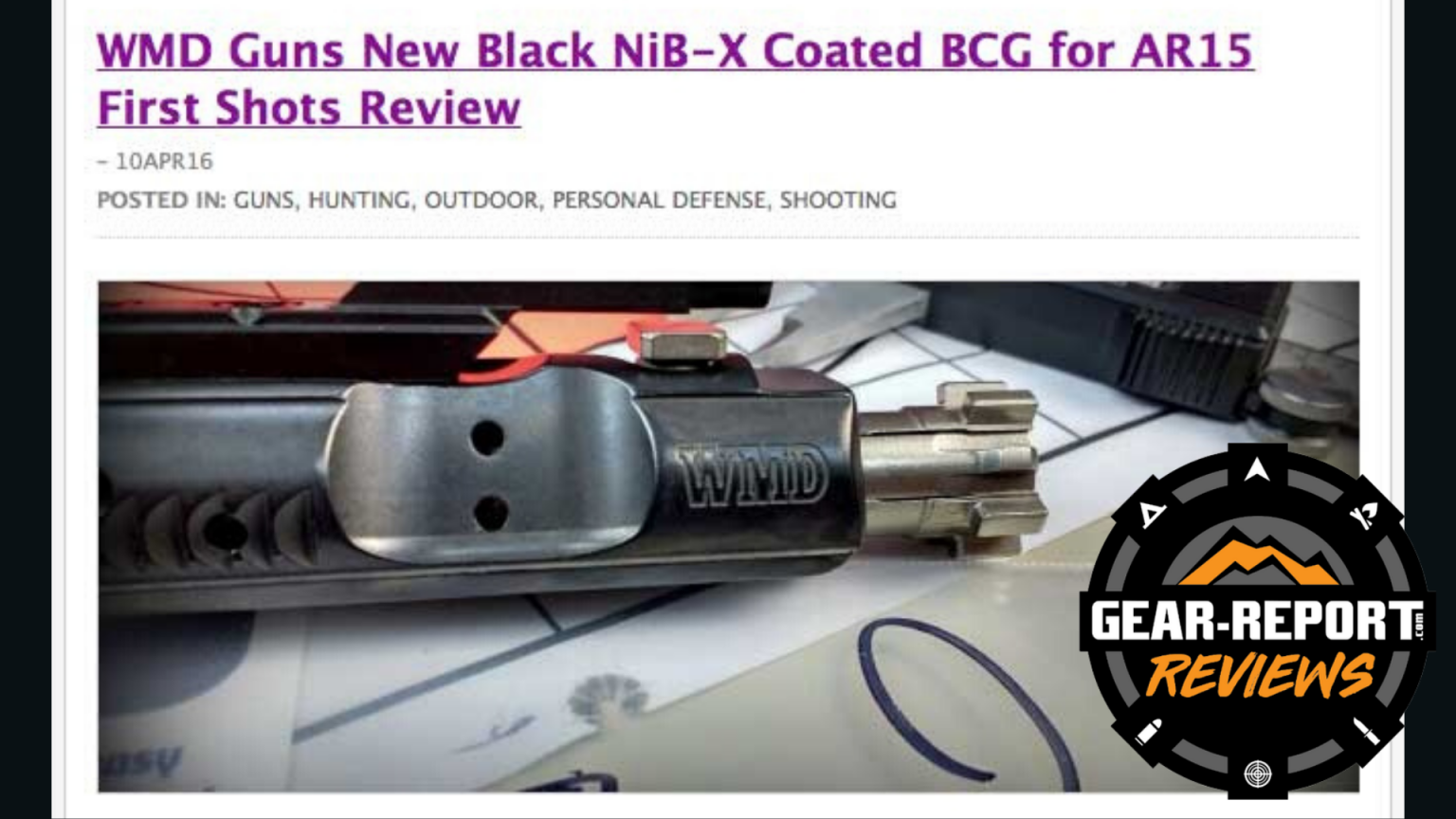 Gear-Report.com spotlights new black NiB-X® coated BCG for AR-15 First ...