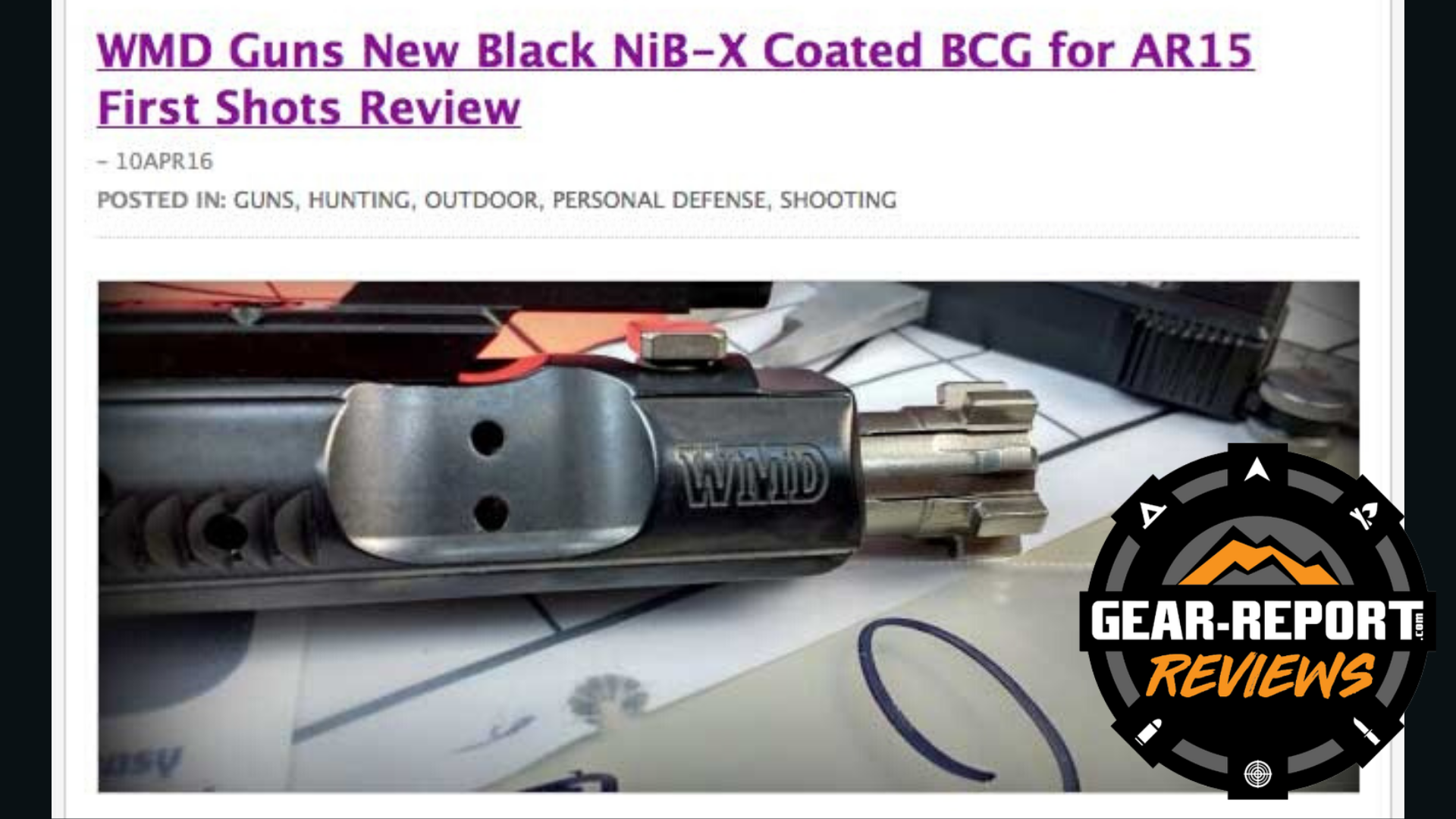 Gear-Report.com spotlights new black NiB-X® coated BCG for AR-15 First ...